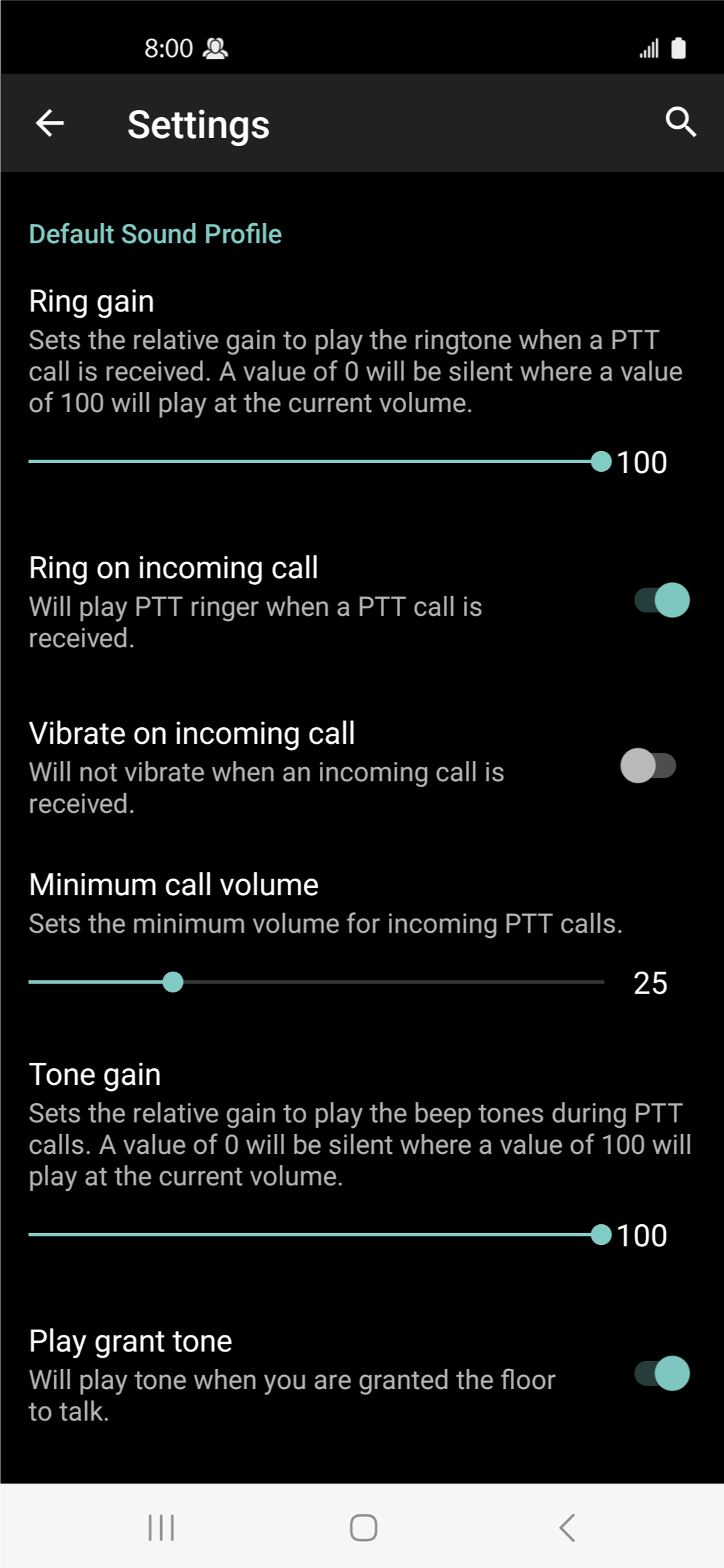 Android Settings Menus – ESChat