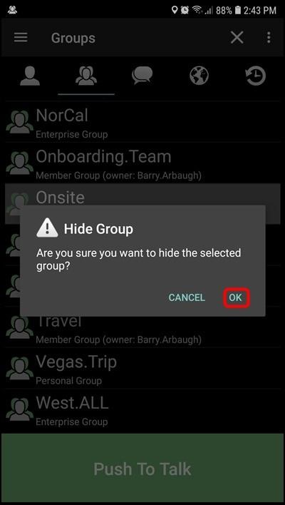 Groups Tab Options – ESChat