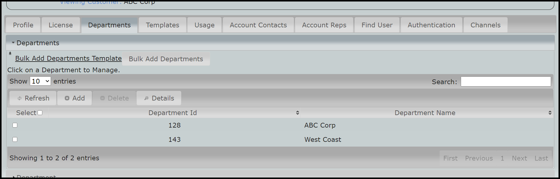 The Departments Tab – ESChat